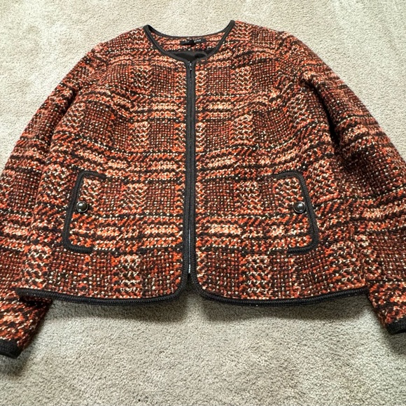 Talbots | Jackets & Coats | Talbots Orange Brown Wool Tweed Blazer ...